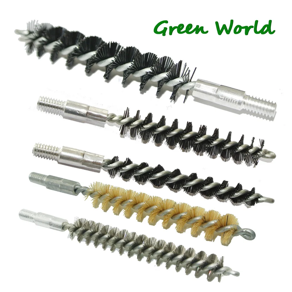 Green World 5 개/몫. 22cal 9mm 나일론 브러시, 스테인레스 스틸, 천연 돼지 강모 보어 브러시, 건 청소 ...