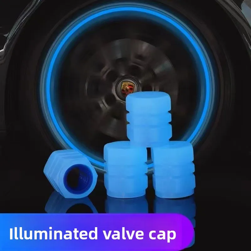4Pcs Luminous Valve Caps Fluorescent Night Glowing Decor Car Motorcycle ...
