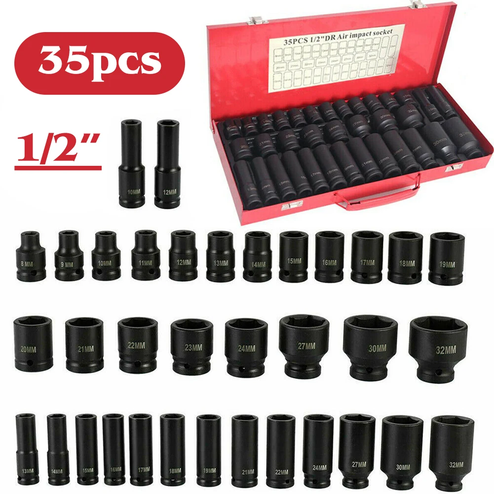 1-2-Drive-35pcs-Deep-Duty-Impact-Sockets-Tool-Set-Garage-Wrench-Head-8 ...