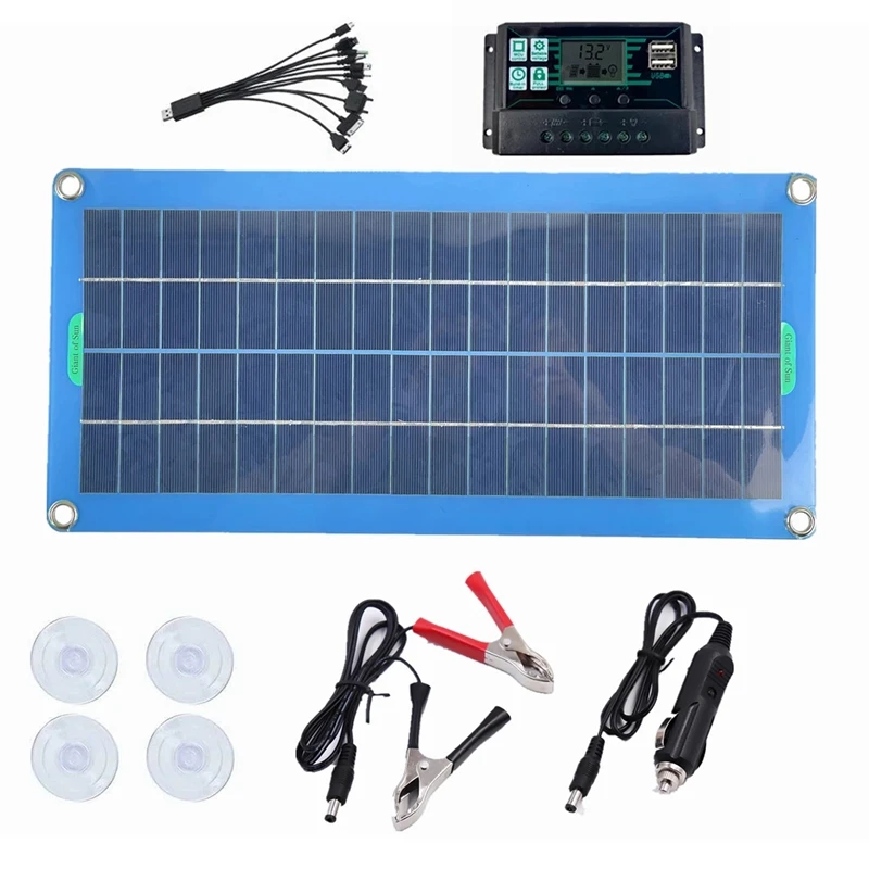 300W-Solar-Panel-12V-5V-Dual-USB-Controller-Waterproof-Monocrystalin ...