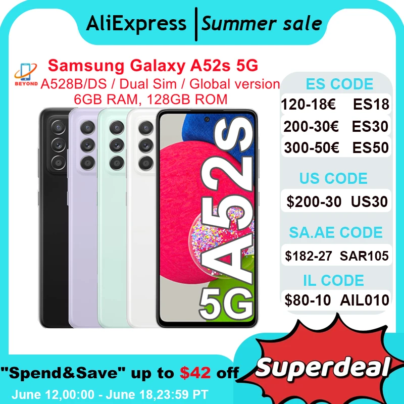 Samsung Galaxy A52s 5G A528B DS, Dual Sim, 6,5 ", 6GB de RAM, 128GB ...