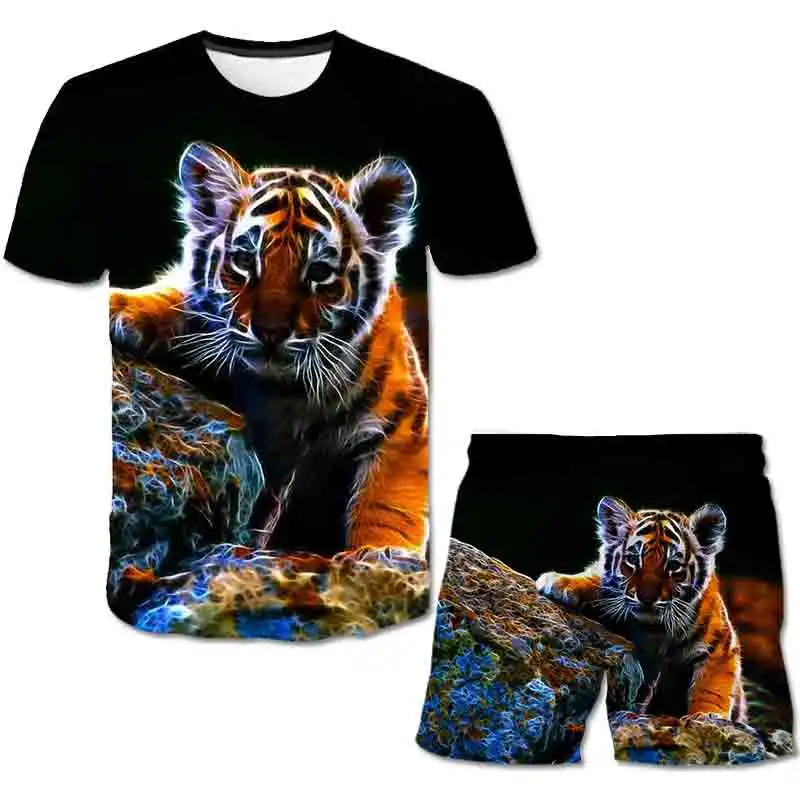 Boys-Girls-Tiger-Clothes-Sets-Summer-Cute-T-Shirts-Short-Pants-1-14 ...