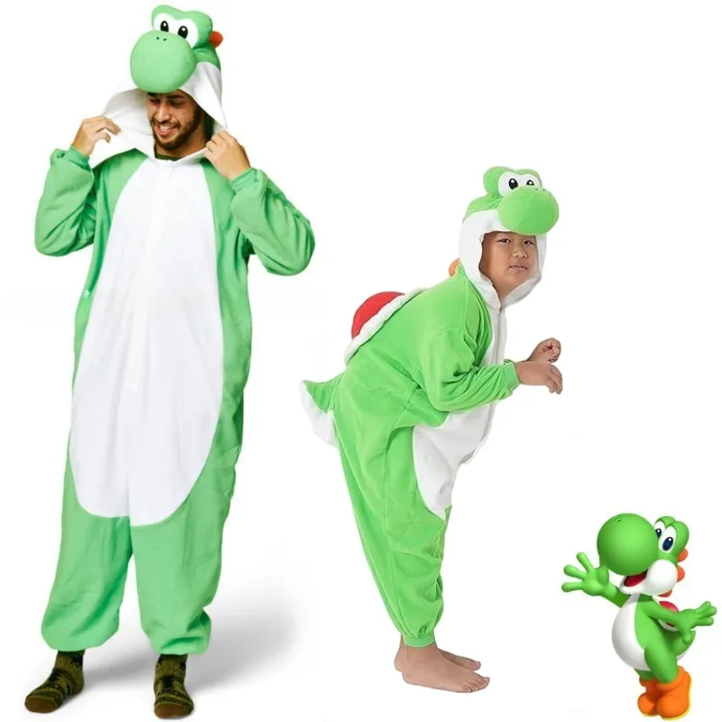 Super Marios Bros Figure Yoshi Jumpsuit Cosplay Pajamas for Women Man ...