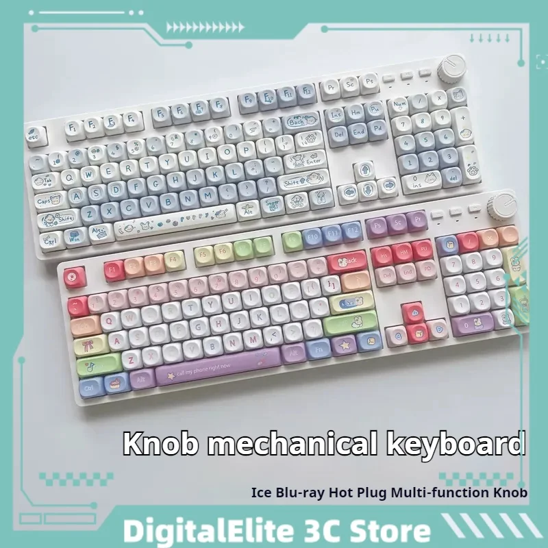 Get104-key-knob-mechanical-keyboard-ice-blue-photothermal-plugin-key ...