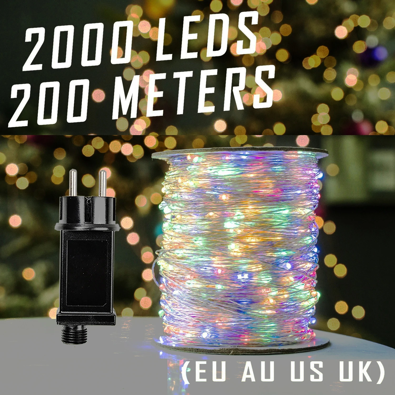 200m Fairy Lights USB Christmas Lights Sliver Indoor Garden Tree ...