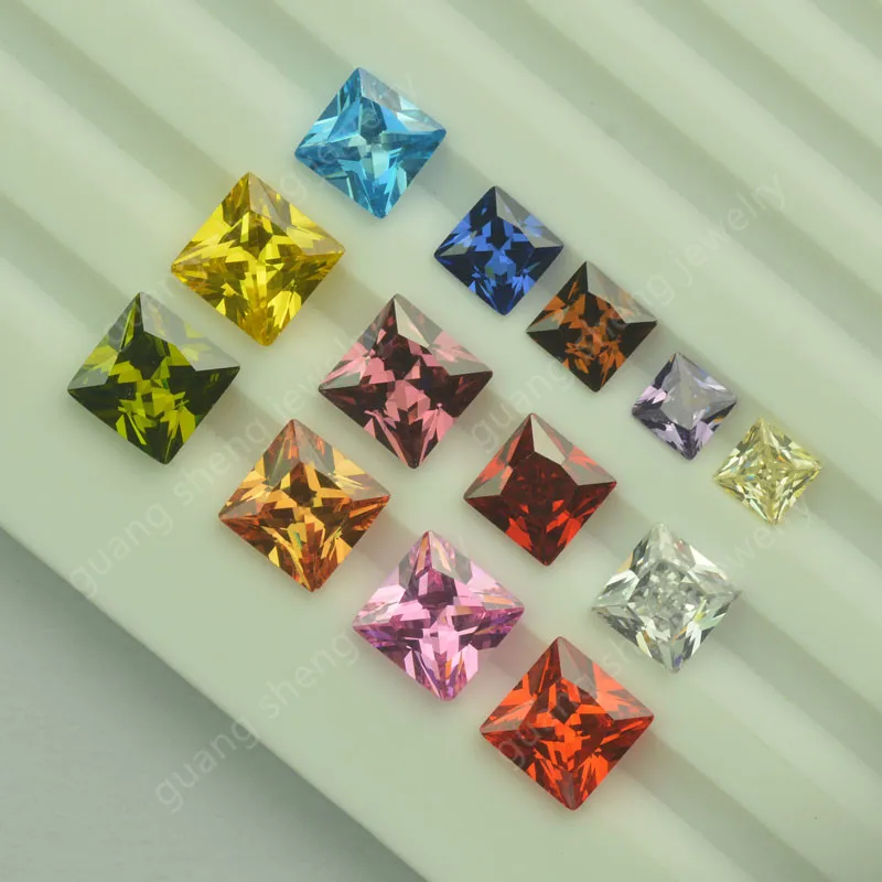 10pcs GS Mixed Colors Synthetic CZ Gems 1.5x1.5-20x20mm Square Cut ...
