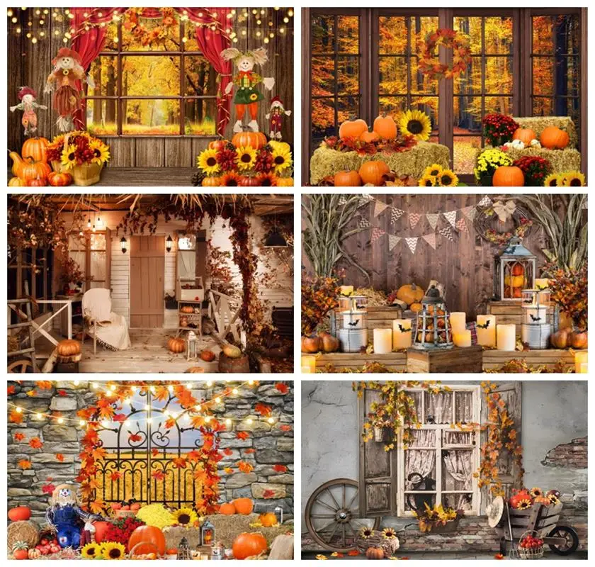 Laeacco-Fall-Thanksgiving-Backdrop-Rustic-Wooden-Floor-Barn-Autumn ...