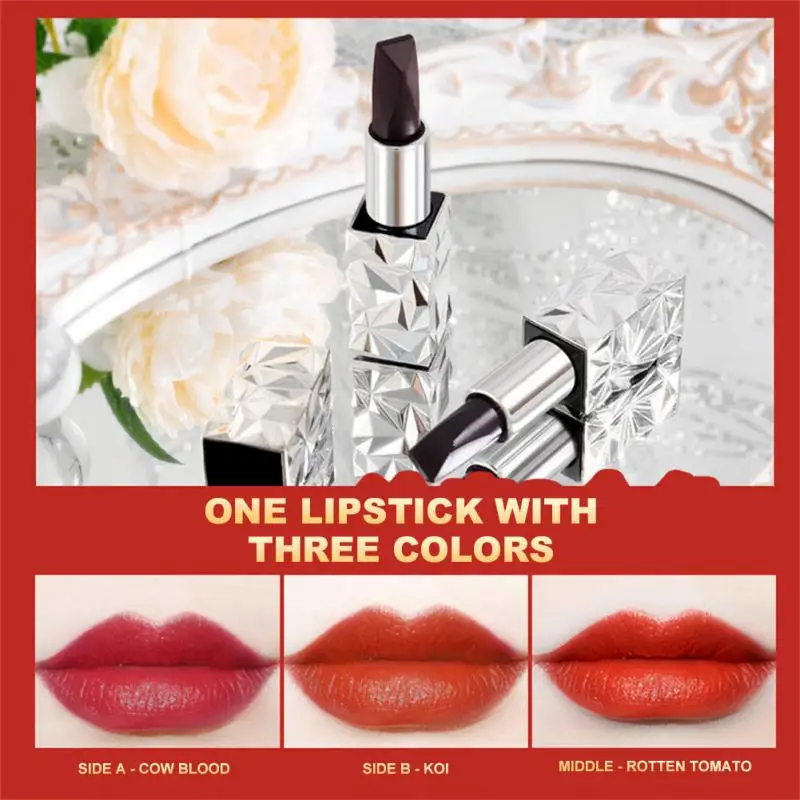 Tri-Color Lipstick Long Lasting Color Moisturizing Black Diamond ...