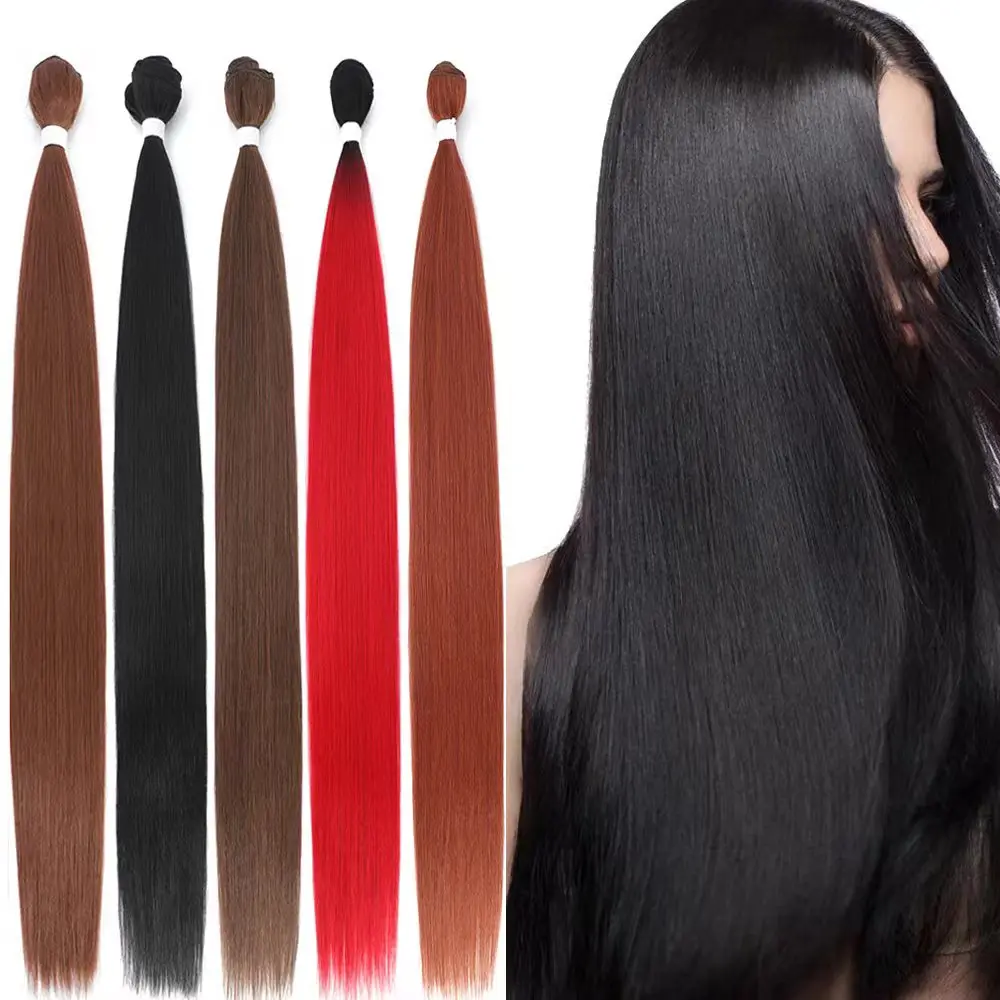 Extensiones-de-cabello-liso-de-26-pulgadas-mechones-de-pelo-ombr-fibra ...