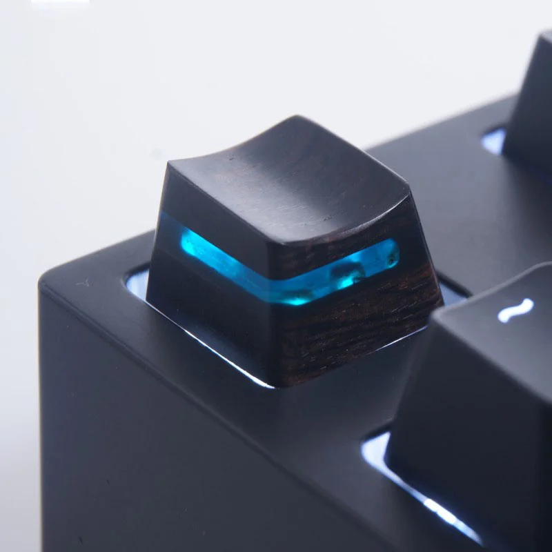 Mechanical Keyboard Black Wooden Keycaps Ebony R1 R2 R3 R4 1U ESC WASD ...