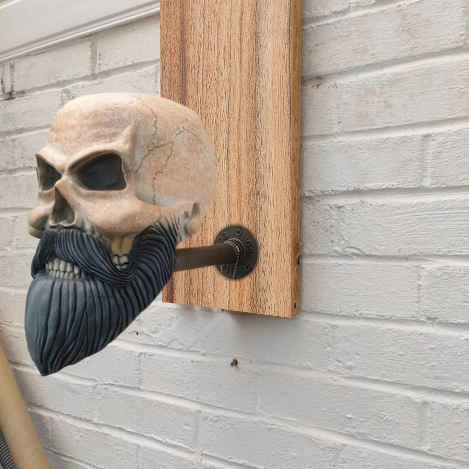 Motorcycle Skull Helmet Holder Resin Skull With Beard-Helmet Rack Bike ...