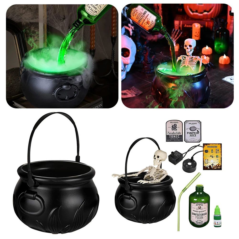 Witch's Refining Skeleton Magic Pot with Bubbling Brew Halloween ...