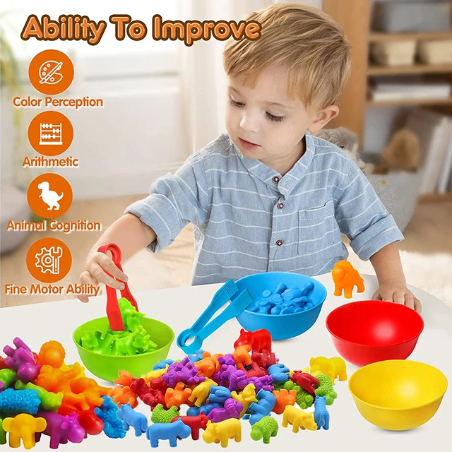 Kids Matching Game Learn Educational Toys Animal Cognition Rainbow Sort ...