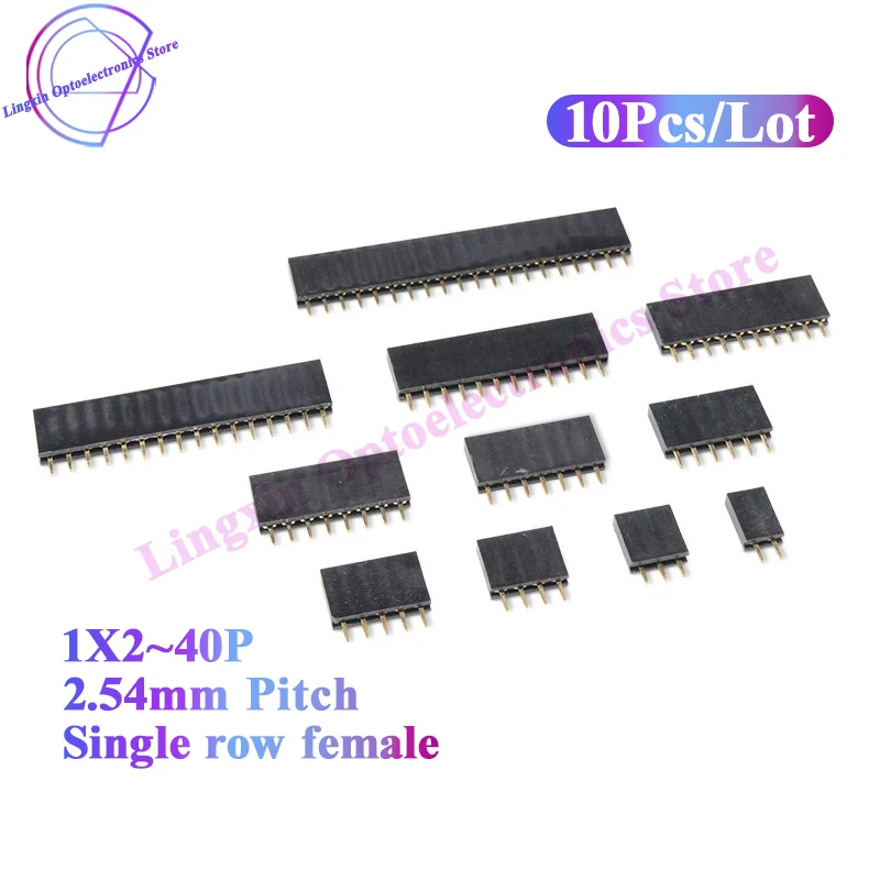 2-54mm-pitch-single-row-female-1-40P-PCB-socket-board-pin-header ...