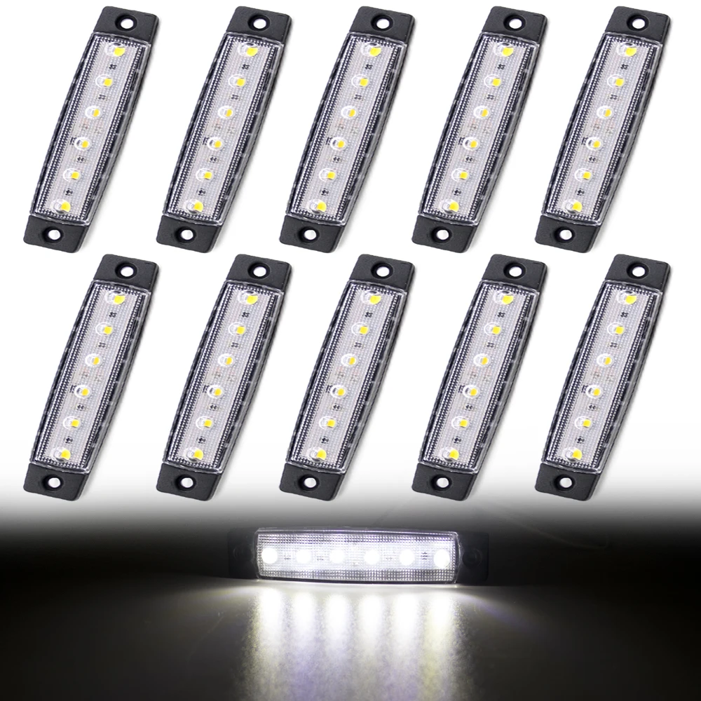 10pcs 12v 24v Car External Lights White 6 Smd Led Auto Car Truck Lorry ...