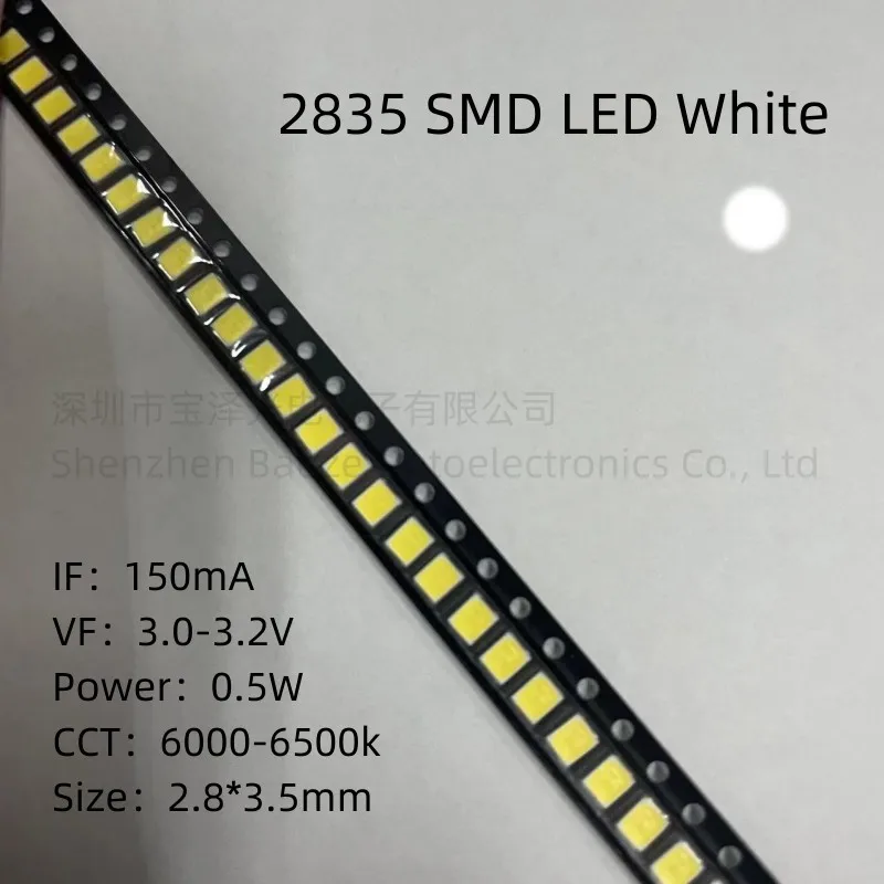 0.5W 2835 SMD LED White 2.8*3.5mm High brightness High quality lamp beads