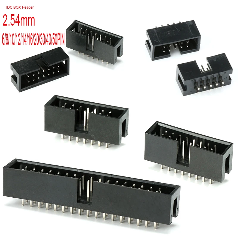 10pcs dip 6P 10P 20P 26P 34P 40P PIN 2.54MM pitch MALE SOCKET straight idc box headers PCB ...