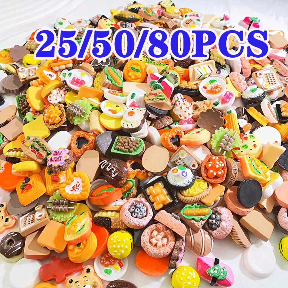 25/50/80Pcs Mini Food Toys Pretend Play Miniature Food for Dollhouse ...