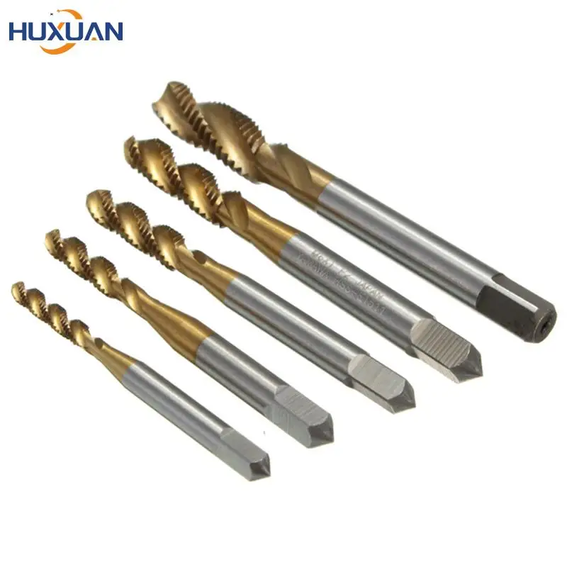 1PCS Titanium Coated Metric Hss Spiral Fluted Machine Screw Tap M3 M4 M5 M6 M8 Spiral Pointed ...