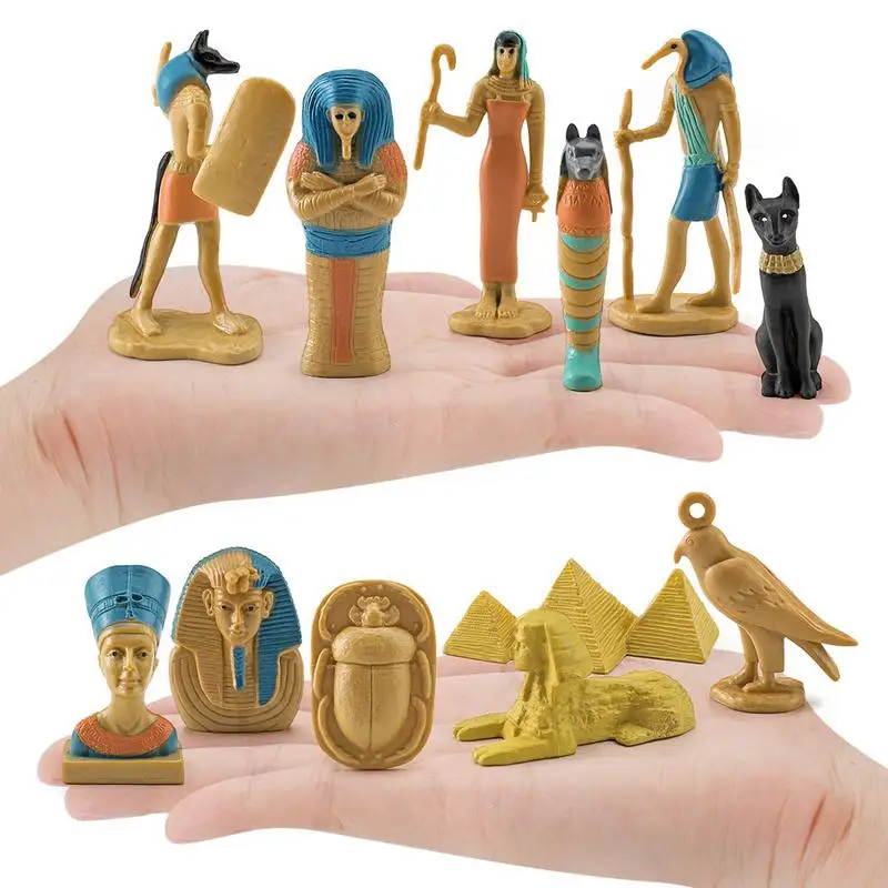 12Pcs-Egypt-Myth-Queen-Sphinx-Pyramid-Miniatures-Egyptian-Gods-Figurine ...