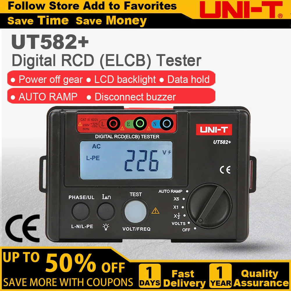UNI-T-UT582-Digital-RCD-ELCB-Tester-AUTO-RAMP-Leakage-Circuit-Breaker ...