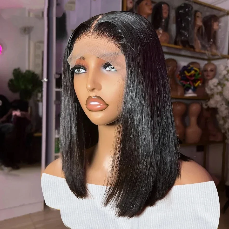 14-Inch-Bob-Wig-Human-Hair-Ready-To-Wear-Pre-Cut-Lace-Closure-Wigs ...