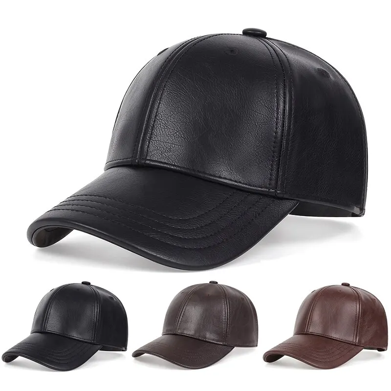 Pu-Leather-Baseball-Caps-Spring-and-Autumn-Outdoor-Adjustable-Casual ...