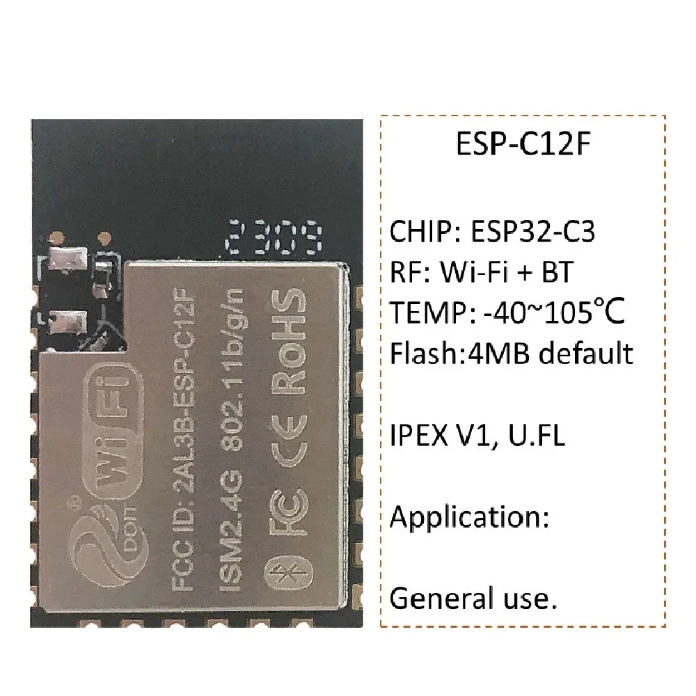 ESP-C12F ESP32-C3-12F Serial WiFi Module WiFi & Bluetooth Two-in-One Module ESP32-C3 Chip Cost ...