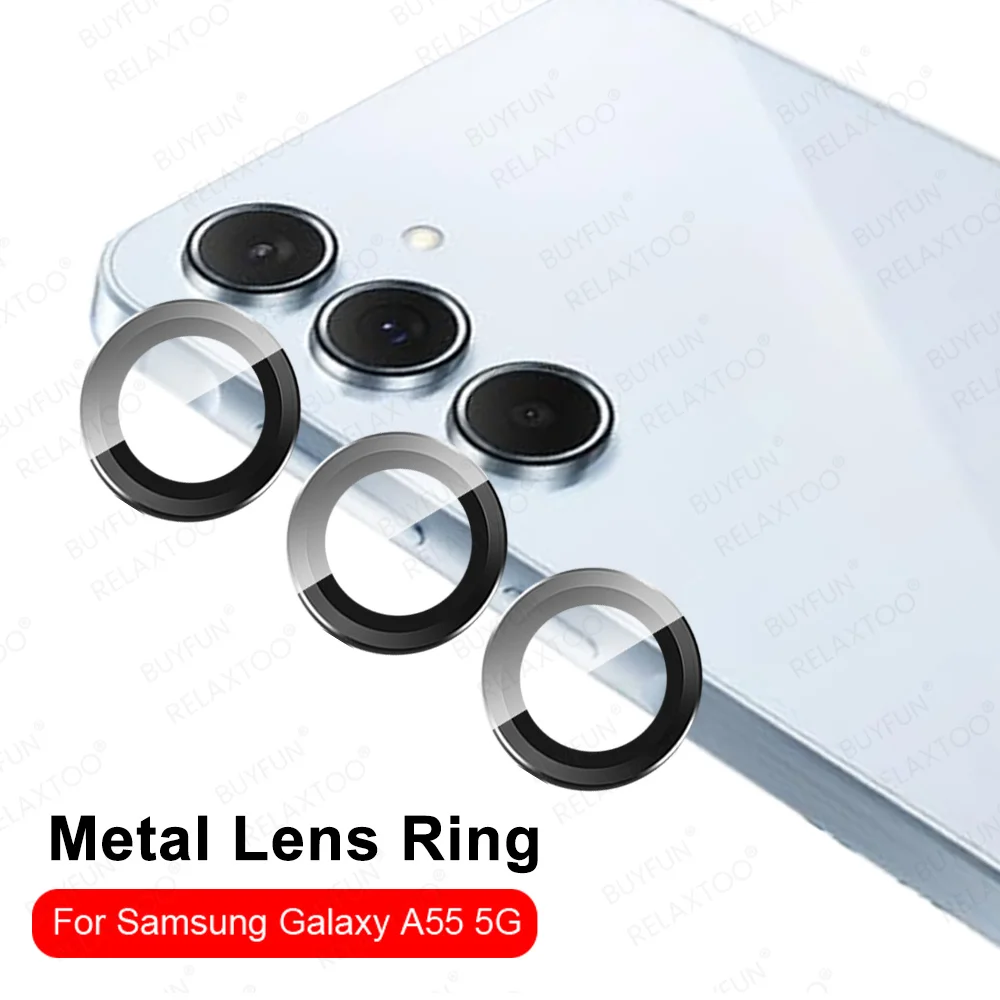 For-Samsung-Galaxy-A55-Rear-Alloy-Metal-Camera-Lens-Protector-Cover-On ...