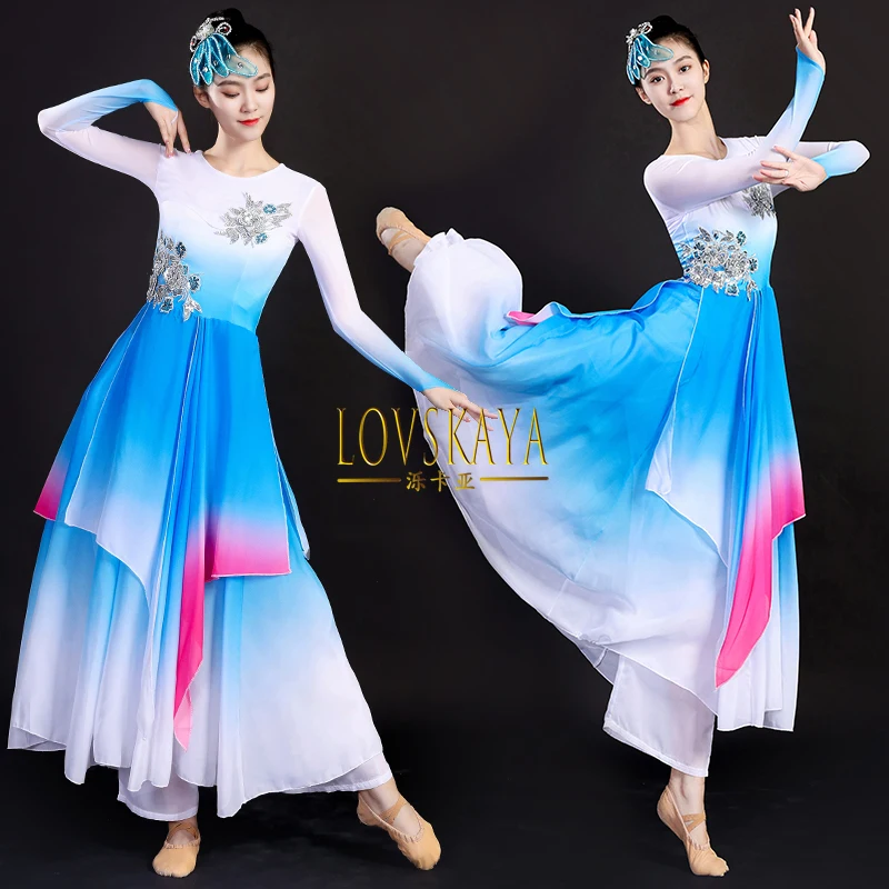 Classical-dance-costume-new-Chinese-style-gradient-color-fan ...