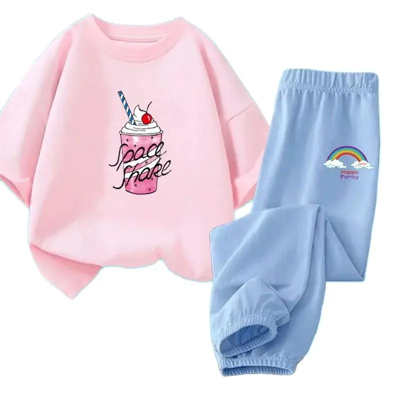 Teenage Summer Girls Clothes Sets 2024 Outfits Kids milkshake Short ...