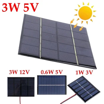 3W 5V Solar Panels Fast Charger DIY Polysilicon Solar Cells System Mini ...