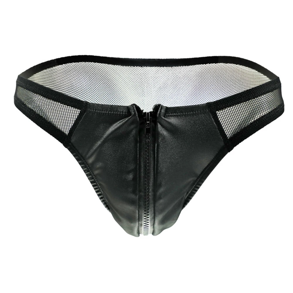 Men-s-Sexy-Briefs-Pu-Leather-Men-Underwear-zipper-Mesh-Underpants ...