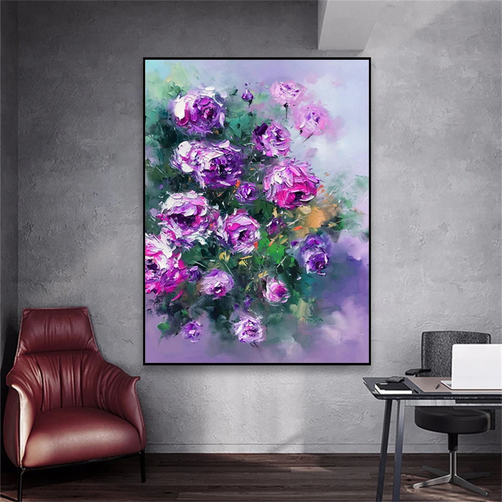 Purple Flower Paintings On Canvas