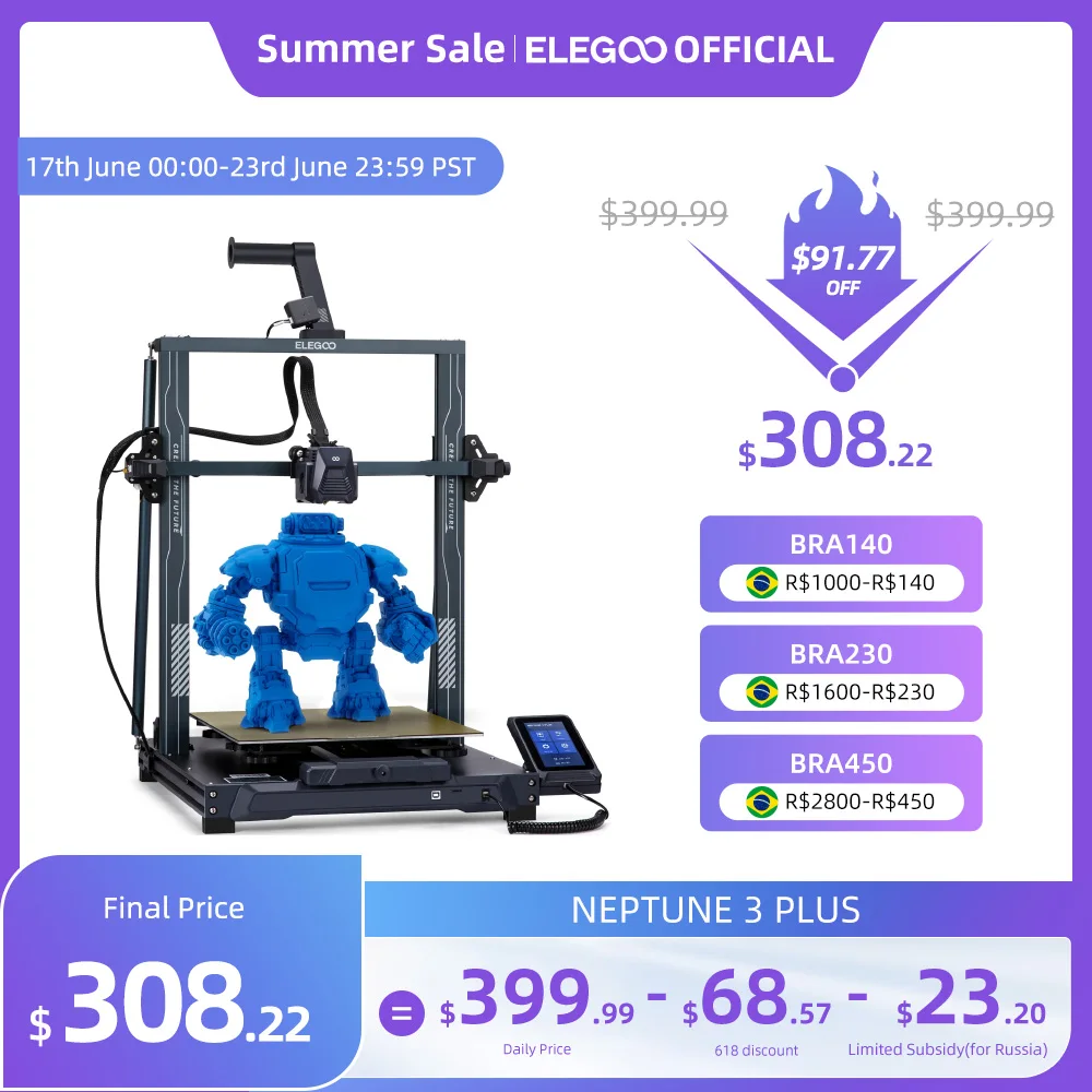 ELEGOO-NEPTUNE-3-PLUS-FDM-3D-Printer-Auto-Leveling-4-3-inch-Capacitive ...