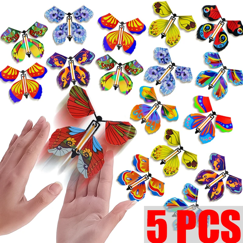 Mariposa voladora mágica de 5 piezas, juguete de cuerda en el cielo ...