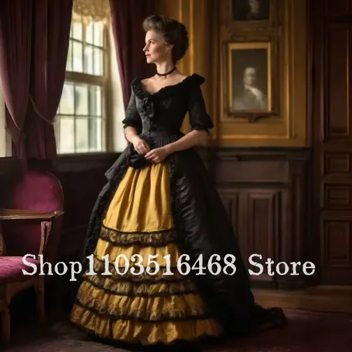 Vintage Victorian Prom Dress 1860S Corset Gothic Black Evening Gown V ...