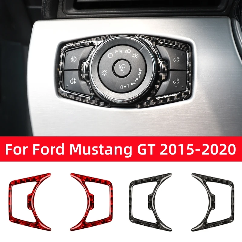 For-Ford-Mustang-GT-2015-2021-Carbon-Fiber-Car-Headlight-Switch-Cover ...