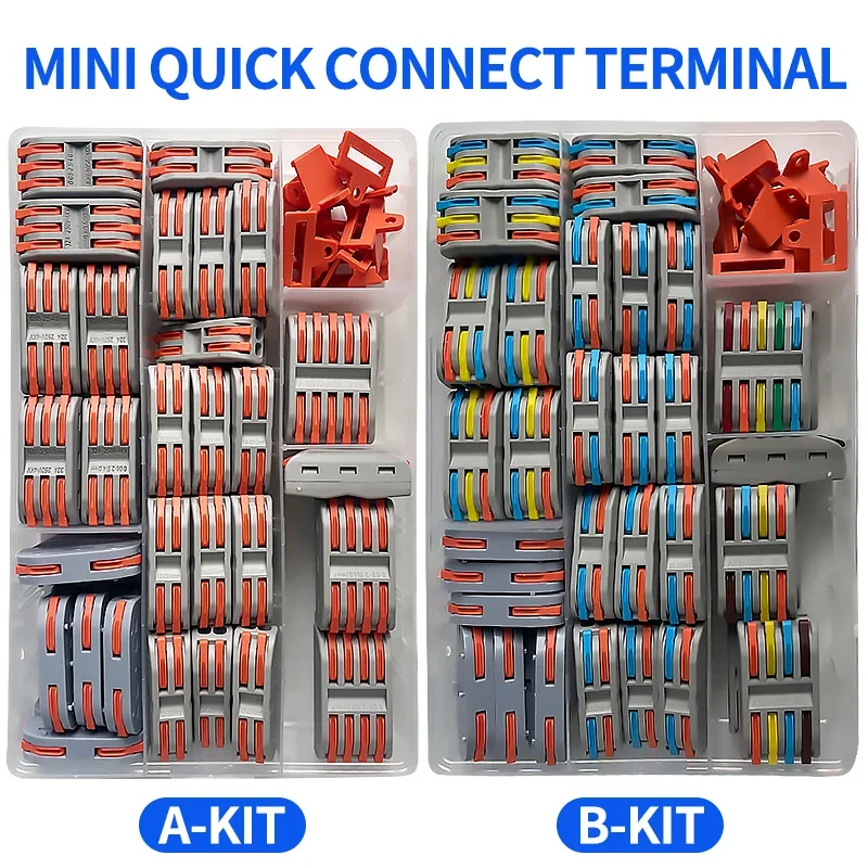 64PCS-Boxed-Mini-Fast-Boxed-Wire-Connector-SPL-Compact-Conductor-Spring ...