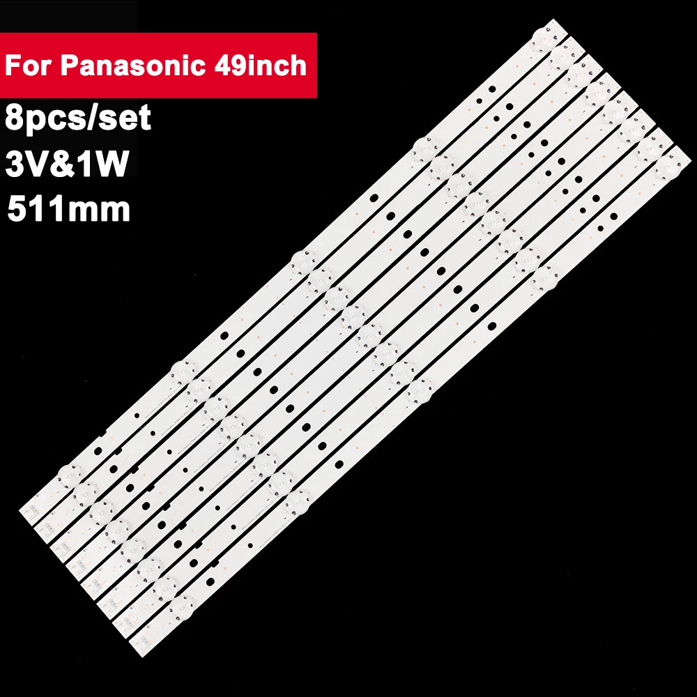 3V 8 adet 511mm TV LED aydınlatmalı şerit Panasonic için 49 inç 5leds ...