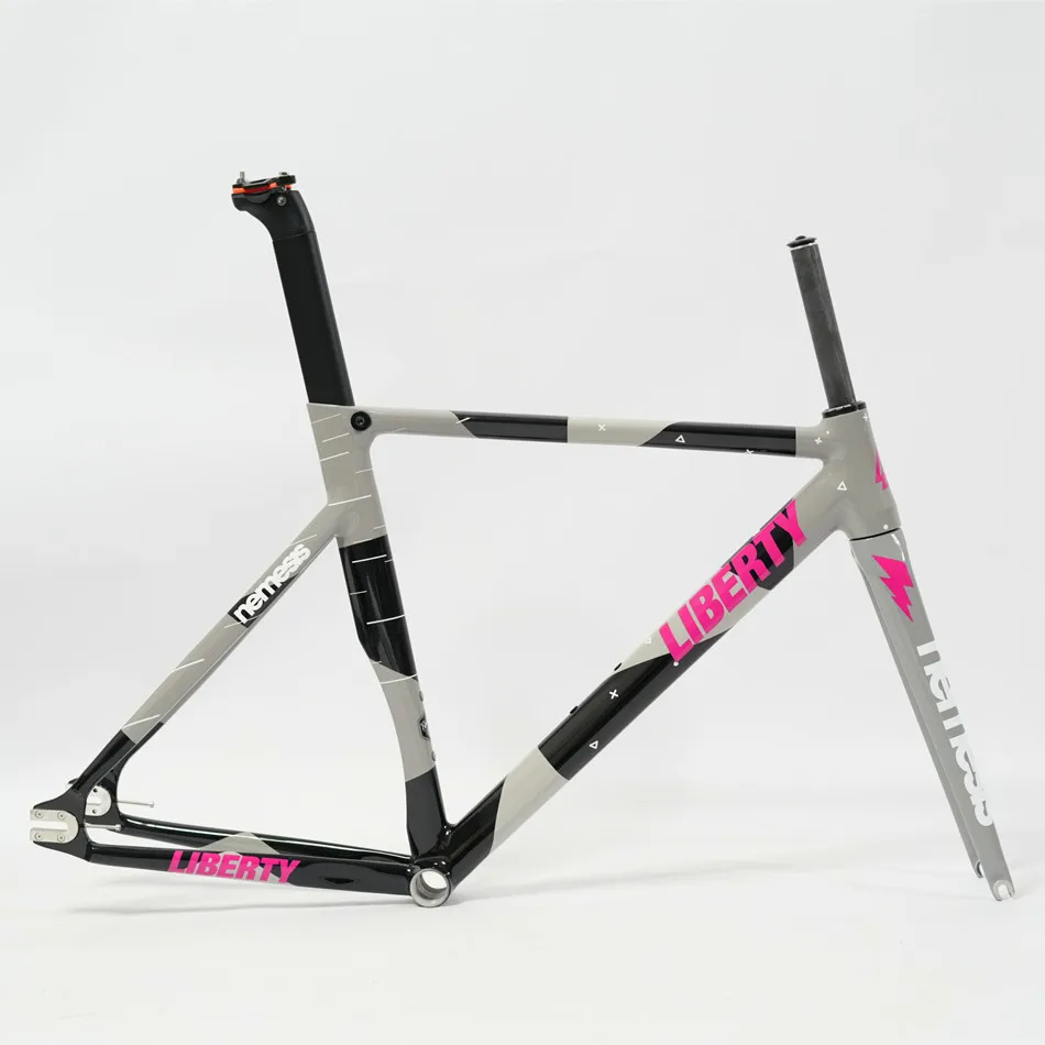 Fixed-Gear-fietsframeset-700C-aluminium-fixie-frame-carbon-vork-baan ...