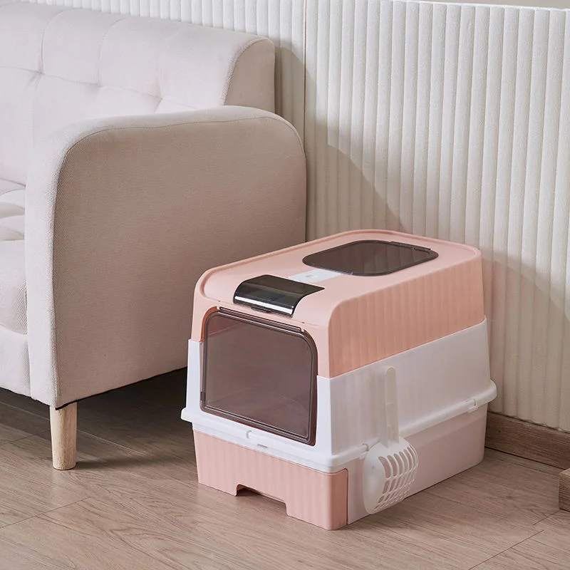 Caja-de-arena-para-gatos-arenero-cerrado-bandeja-desmontable-y-plegable ...