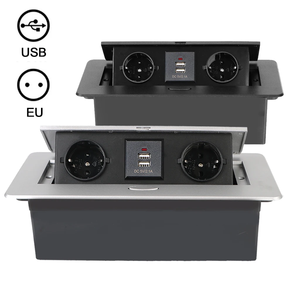 Desktop Socket Table Outlet With Usb Charging For Meeting Room Aluminum ...