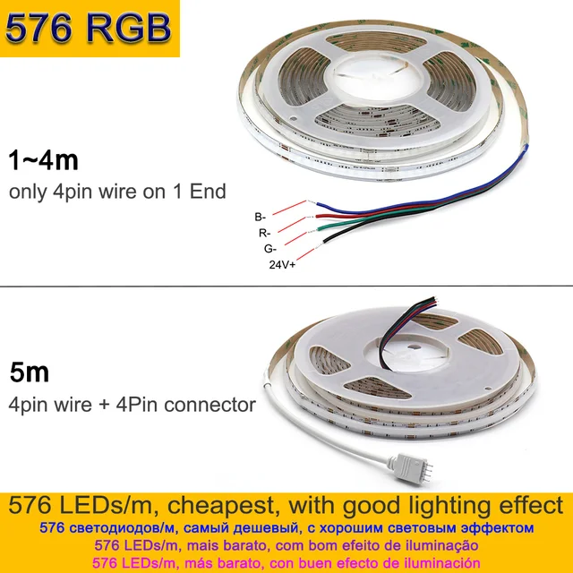 Cob Led 840 Flexible High Bright Dotless | Led Strip Lights 12v Cob Colorful - Rgbw - Aliexpress