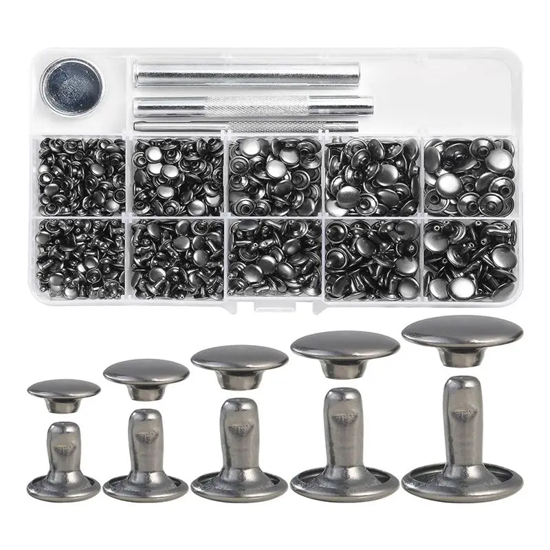 ABJT-340 Sets Leather Rivet Kit Rivets Leather Double Hat Rivets ...