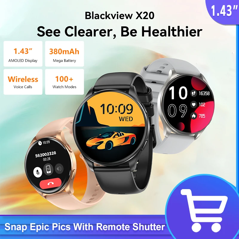Blackview X20 Smartwatch 1.43 Inches AMOLED Display 380mAh Battery ...