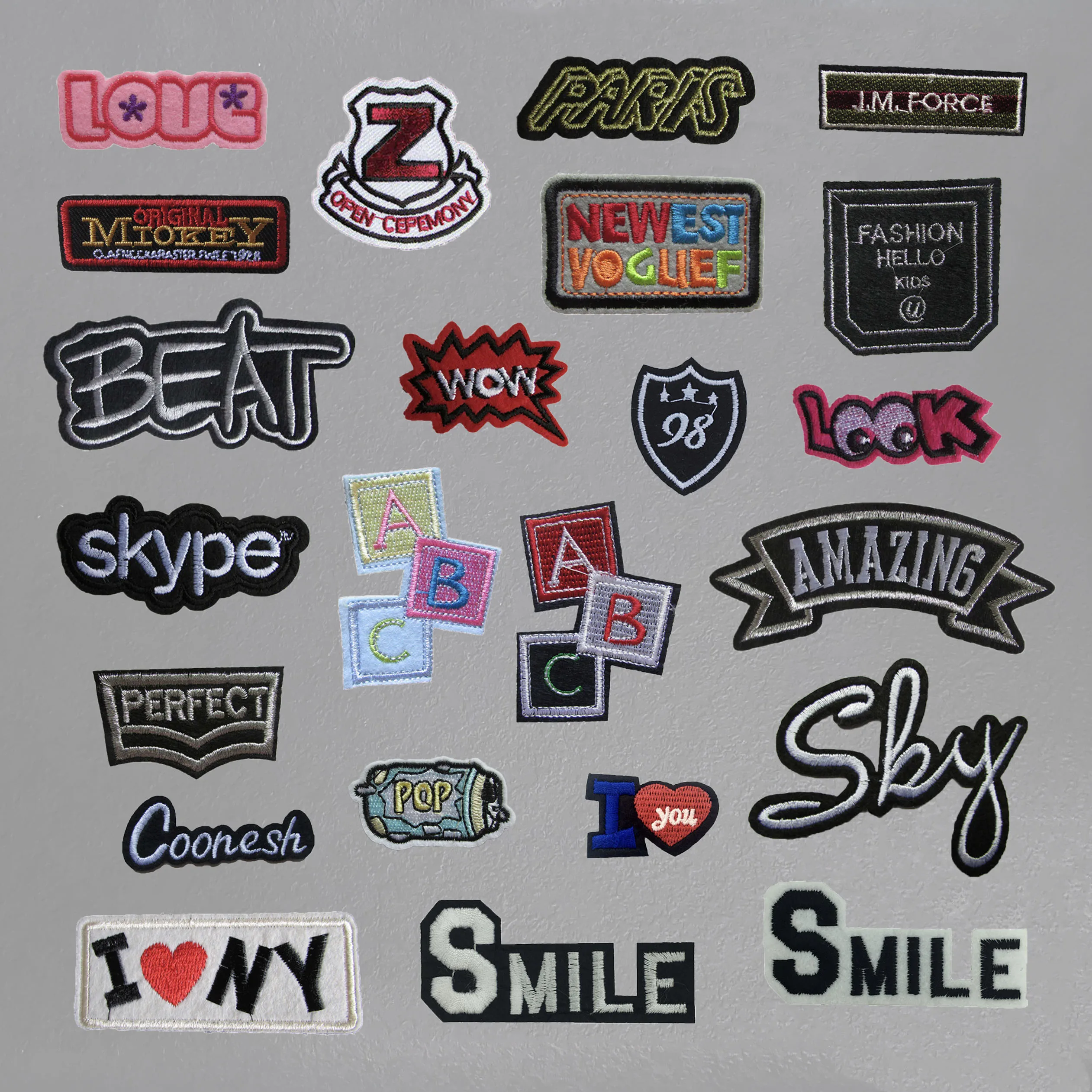 English-Letter-Emblem-Embroidery-Cloth-Sticker-Hot-Melt-Adhesive ...