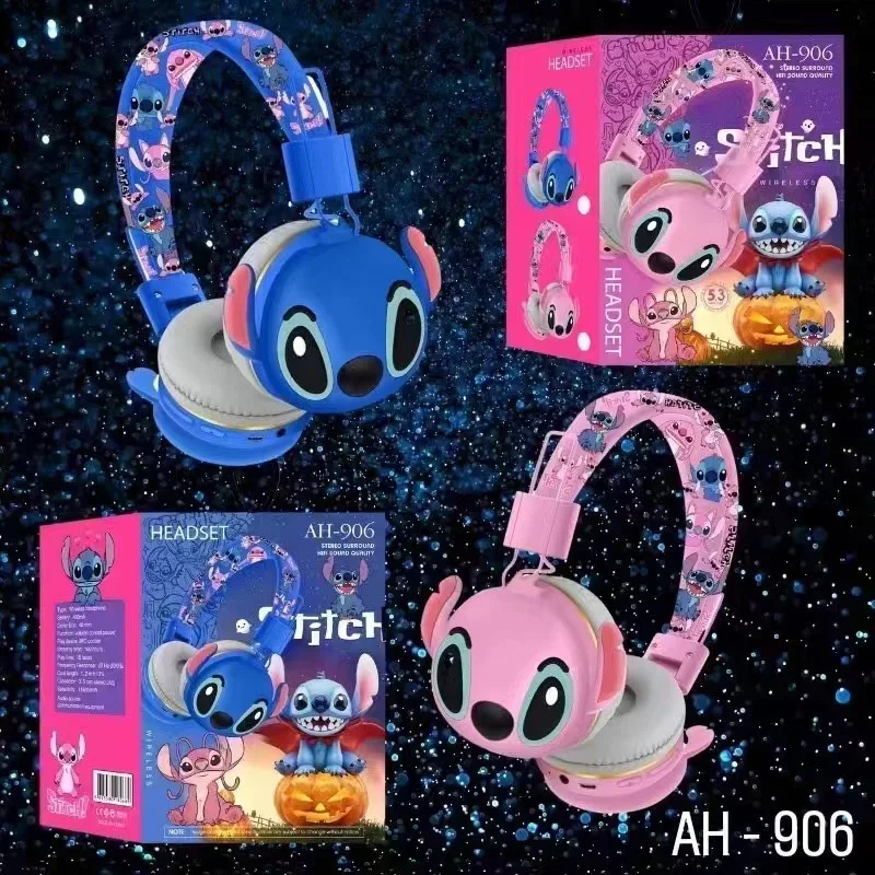 New-Disney-Stitch-Bluetooth-Headphones-AH-906-Wireless-Earbuds-HIFI ...