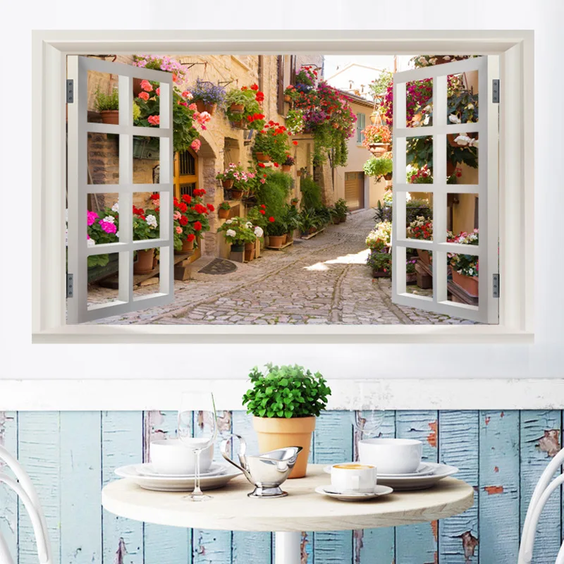 Modern Fake Window Landscape Canvas Painting Natural Scenery HD ...