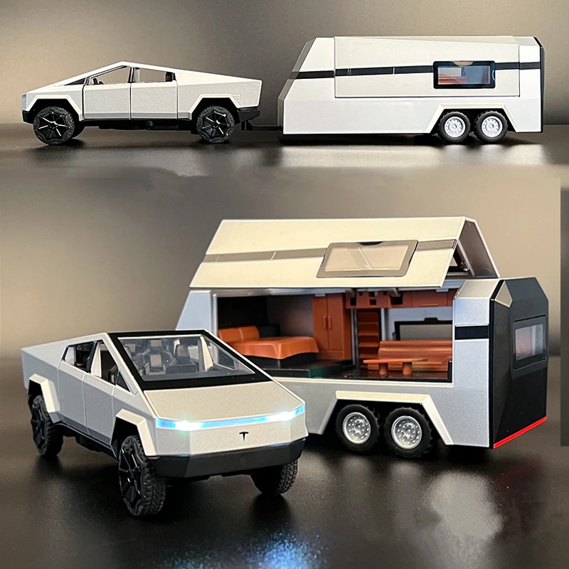 1-32-Tesla-Cybertruck-Pickup-Trailer-Alloy-Car-Model-Diecasts-Metal-Off ...